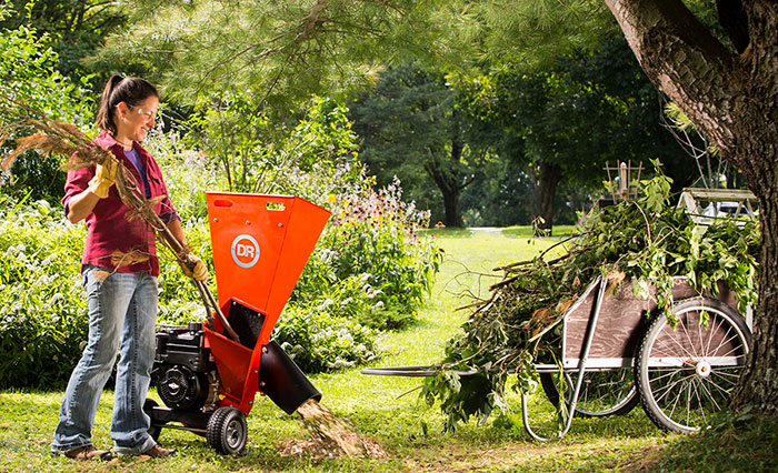 woman using chipper shredder